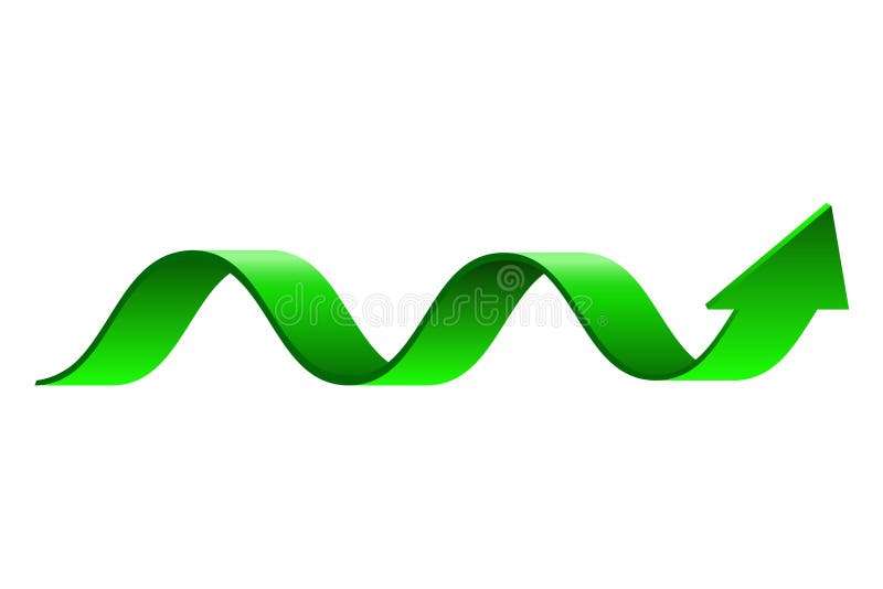 Wavy Green Arrow. Shiny 3d Sign Stock Vector - Illustration of wave ...