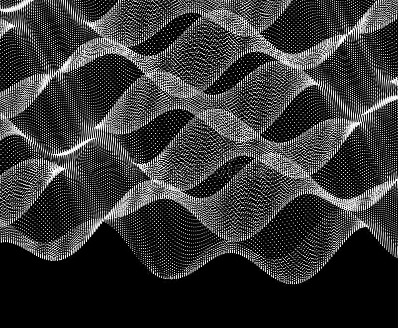 Wavy Grid Background. 3d Abstract Vector Illustration with Particle ...