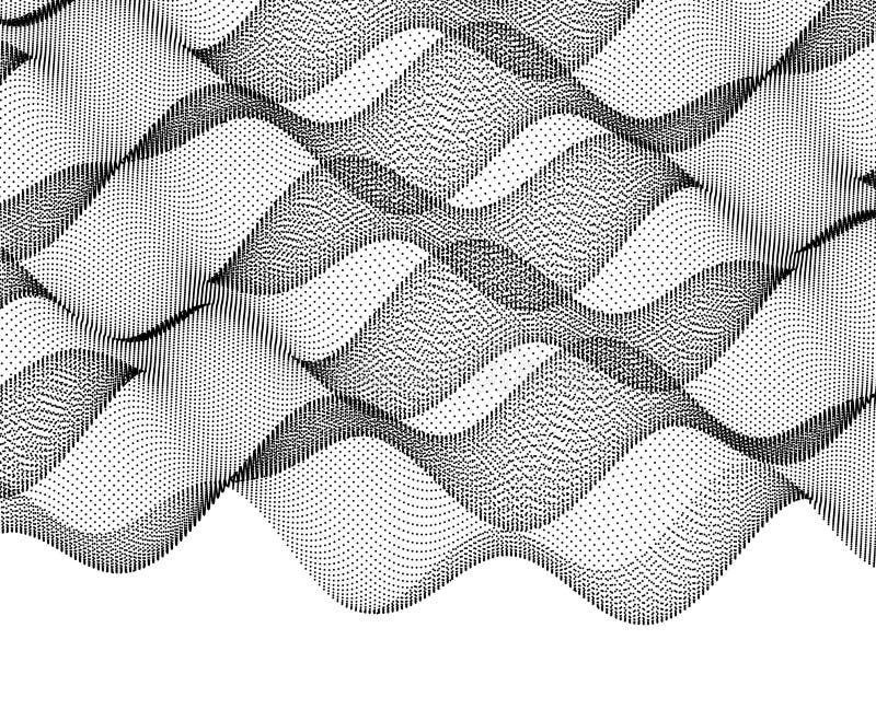Wavy Grid Background. 3d Abstract Vector Illustration with Particle ...