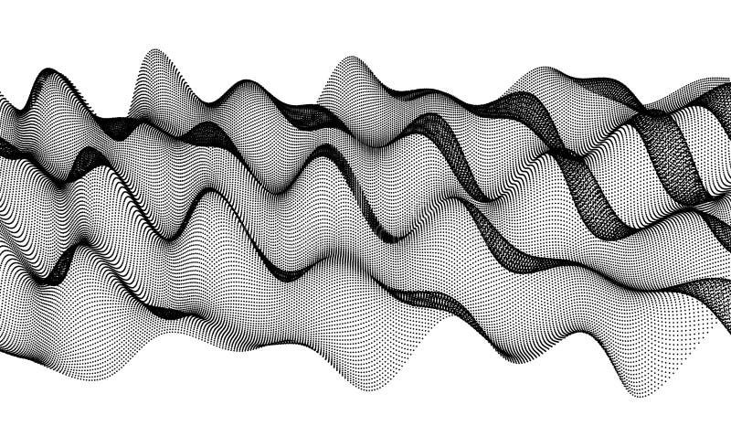 Wavy Grid Background. 3d Abstract Vector Illustration with Particle ...