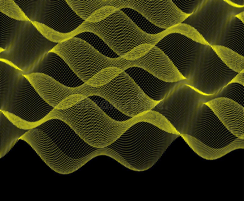 Wavy Grid Background. 3d Abstract Vector Illustration with Particle ...