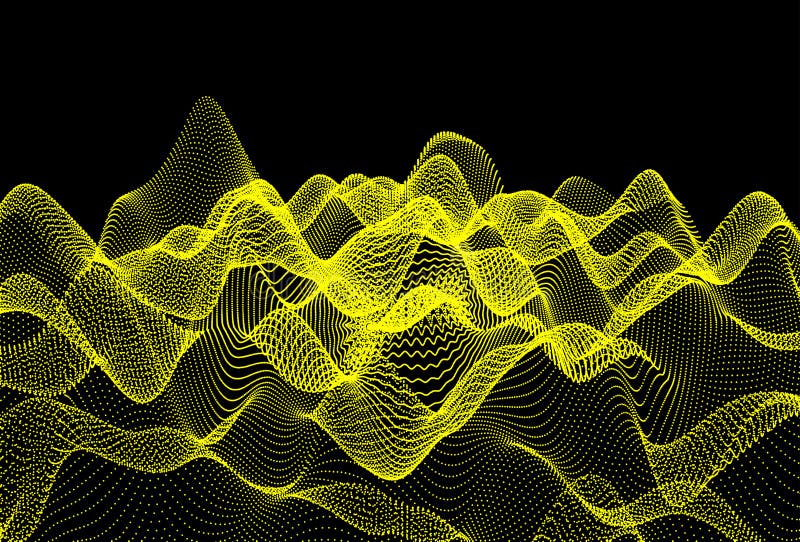 Wavy Grid Background. 3d Abstract Vector Illustration with Particle ...