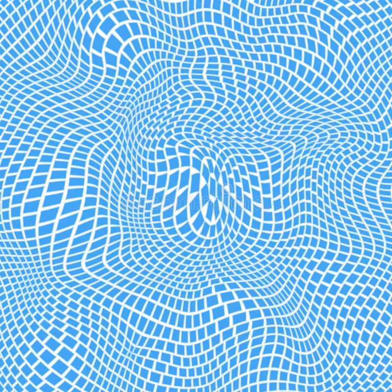 Wavy Grid Blue White Colors. Squares and Rectangles are Curved. Vector ...