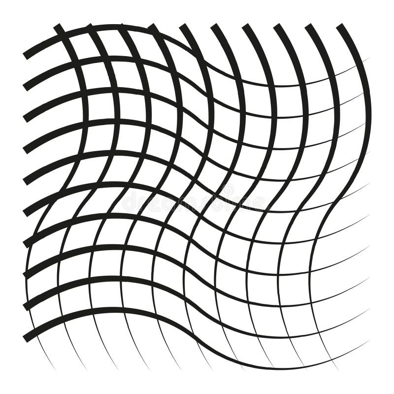 Wavy Grid Lines. Distorted Mesh Pattern. Abstract Fluid Illustration. Vector Geometric Shape ...