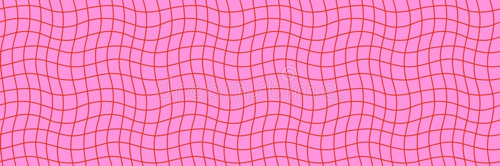 Wavy Grid Pattern Seamless Background with Red Lines on Pink Creating a ...