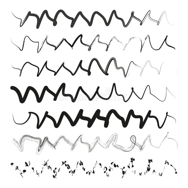 Wavy Hand Drawn Lines. Artistic Brush Strokes. Abstract Vector Elements ...
