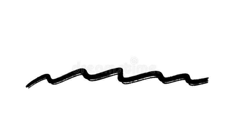Wavy Horizontal Black Line in Hand Drawn Scribble Animation on White ...