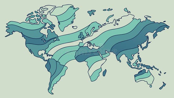 Wavy Layered World Map Vector, Global Connection Design, Vector Design ...