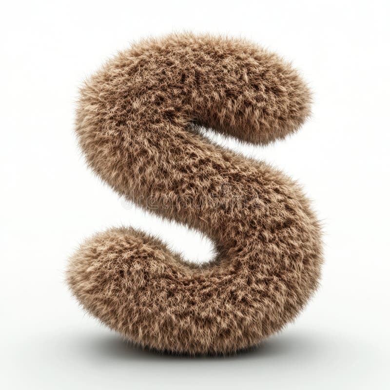 Wavy Letter S Wrapped in Plush Fur in 3D Style Isolated on White ...