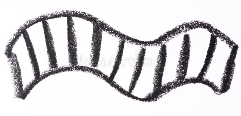 Wavy Line Drawn with Black Crayon on a White Background. Crayon Texture ...