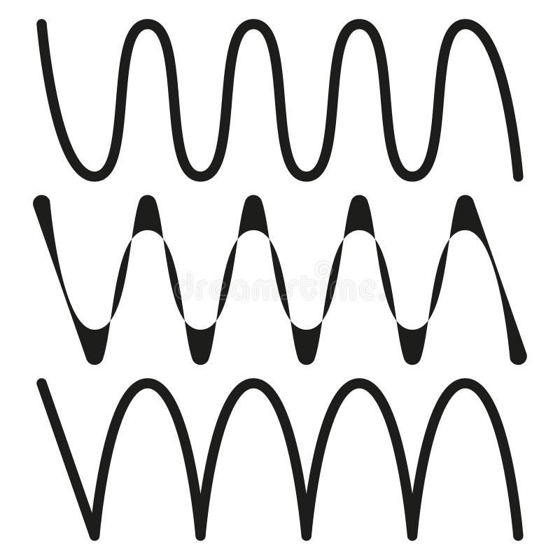 Wavy Line Figure. Black Sinus Shape. Repeating Motion Path. Vector ...