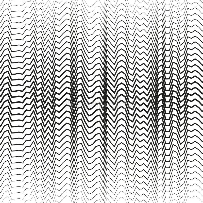 Wavy Line Pattern. Abstract Zigzag Design. Black and White Distortion ...