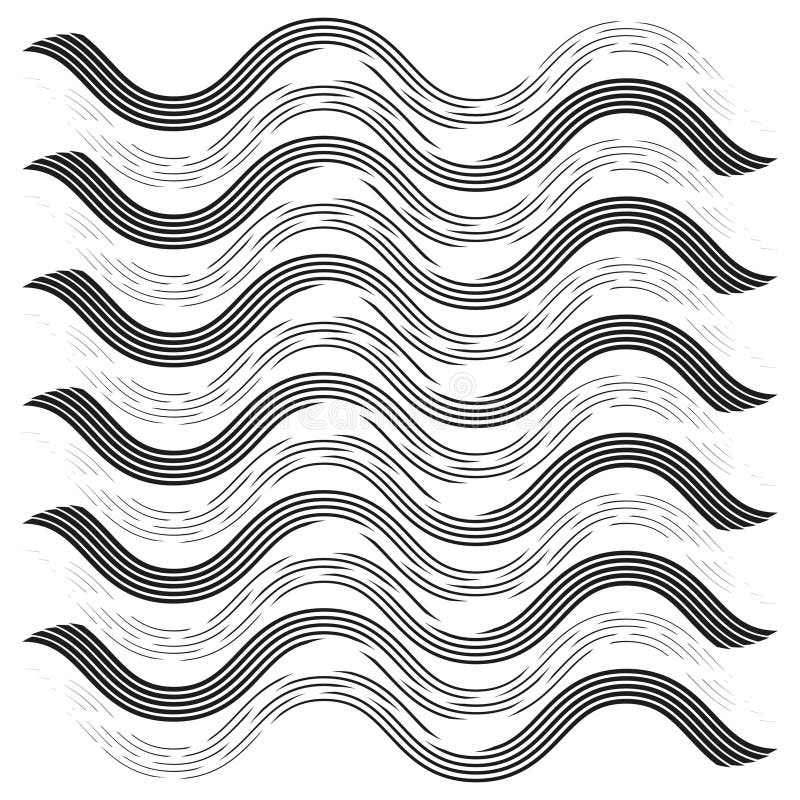 Wavy Line Pattern. Black Striped Waves. Abstract Line Texture. Vector ...