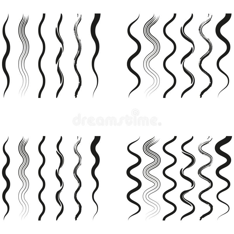 Wavy Line Pattern. Curved Stroke Vector. Abstract Wave Design. Flowing ...