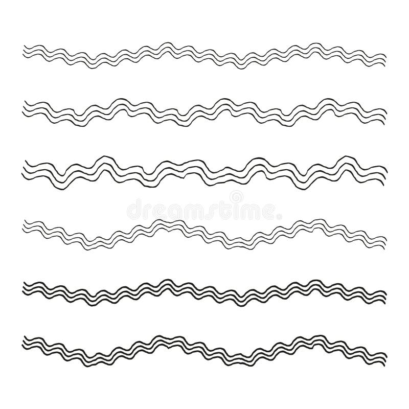Wavy Line Patterns. Hand Drawn Vector. Abstract Design Elements ...