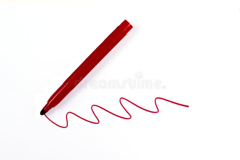 Wavy Line and Red Marker on a White Isolated Background. High Quality ...