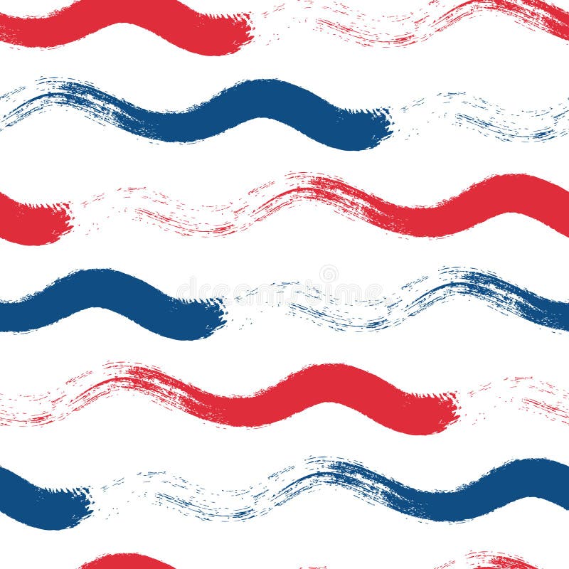 Wavy Line Seamless Vector Pattern Background. Hand Drawn Small Brush ...