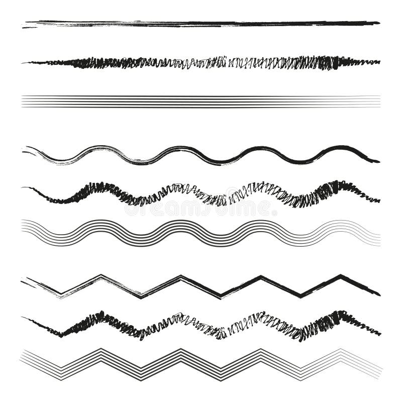 Wavy Line Set. Hand-drawn Vector Lines. Abstract Zigzag Patterns. Black ... Wavy Line Set. Hand-drawn Vector Lines. Abstract Zigzag Patterns. Black ...