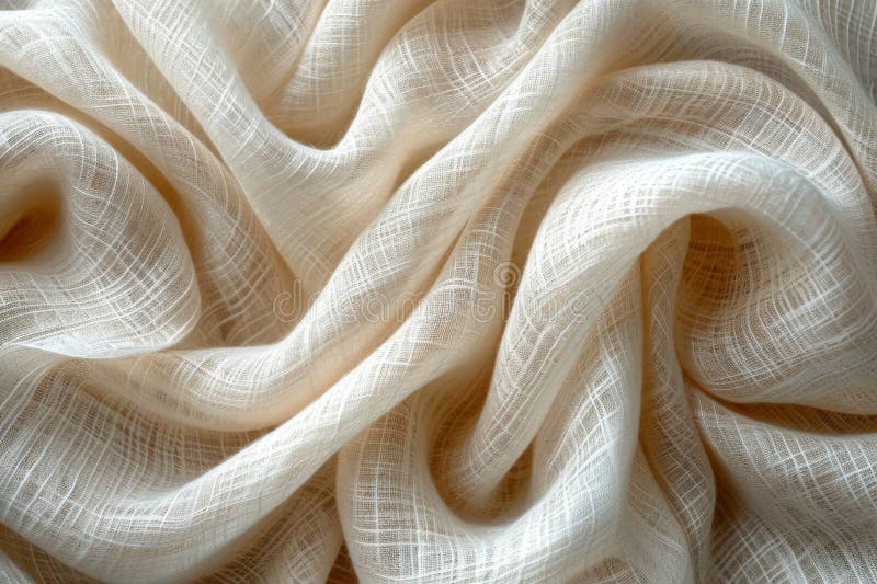 Wavy Linen Fabric in Cream Color. the Texture of the Linen Fabric Stock ...