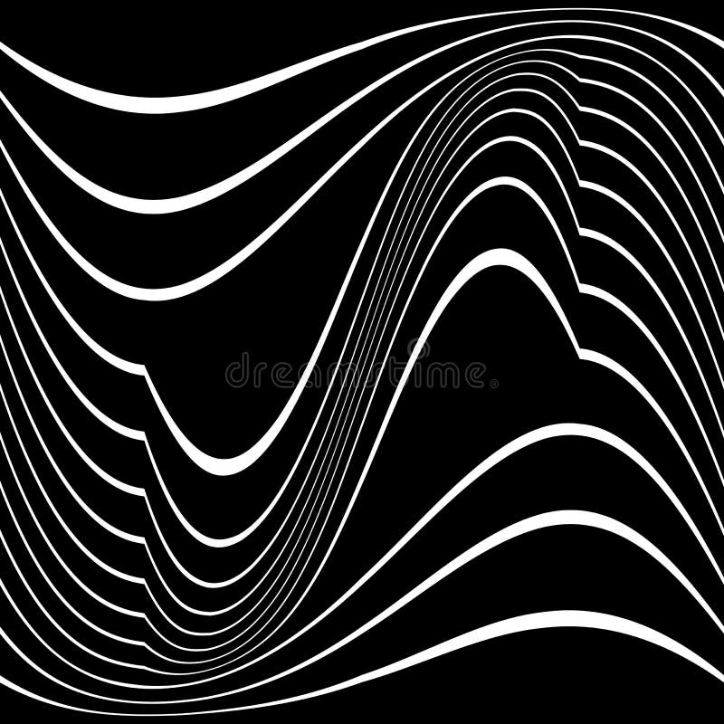 Wavy Lines on Black Background. Stock Vector - Illustration of stream ...