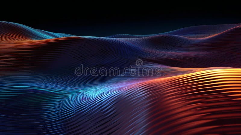 Wavy Lines in a Computer Generated Image. Generative Ai Stock Photo ...