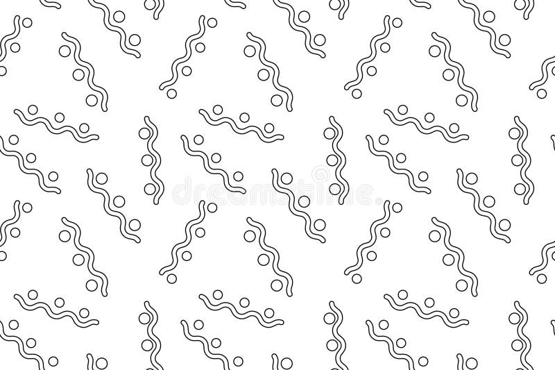 Wavy Lines and Dots Seamless Outline Pattern for Coloring Stock Vector ...