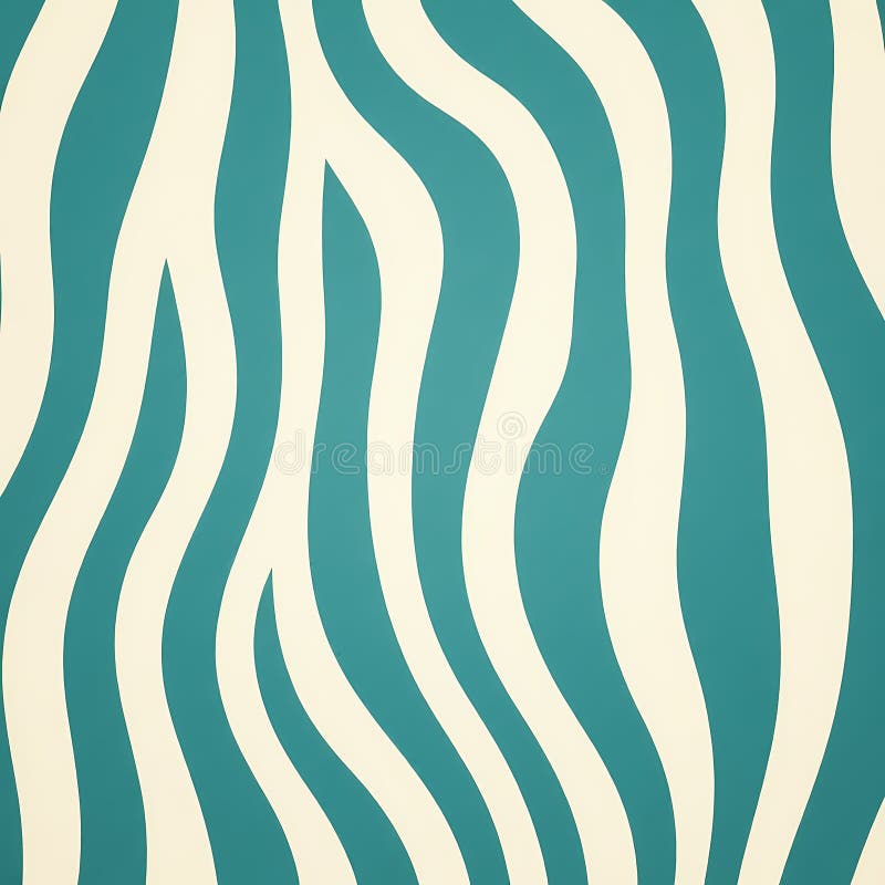 Patterns of Wavy Lines in Teal and Cream Colors Create a Modern ...