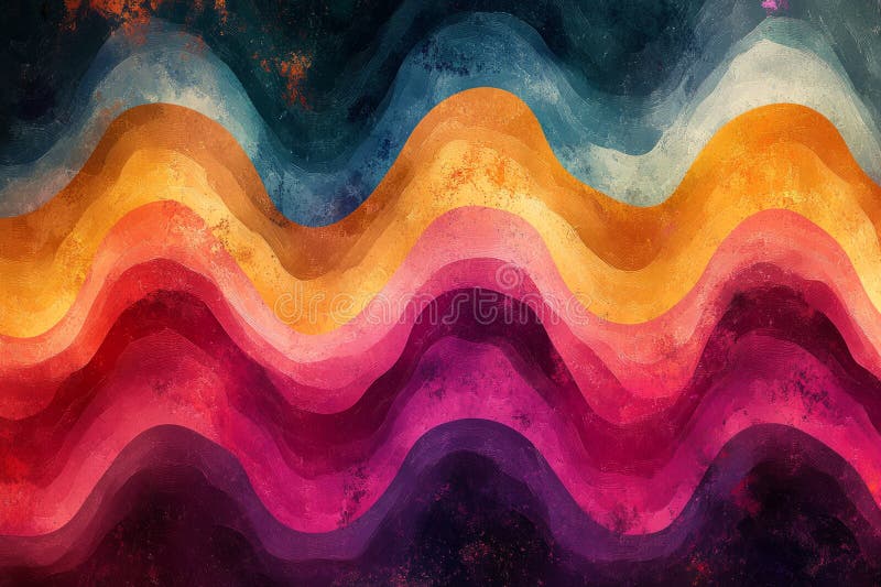 Wavy Lines Forming a Gradient Color Pattern with a Grunge Texture ...