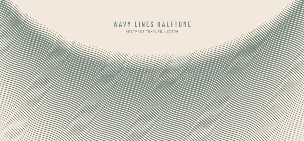 Wavy Lines Halftone Engraving Pattern Abstract Vector Semicircle Green ...