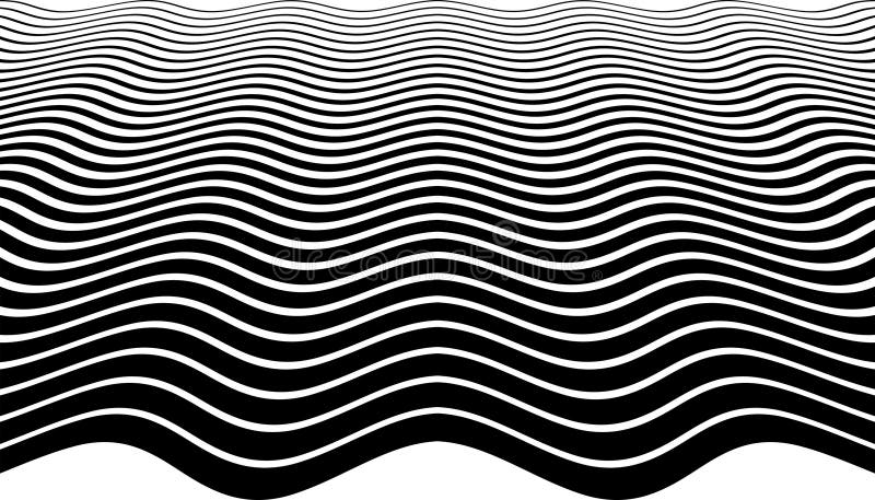 Wavy Lines Halftone Pattern. Abstract Black and White Textured ...