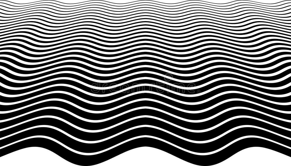 Wavy Lines Halftone Pattern. Abstract Black and White Textured ...