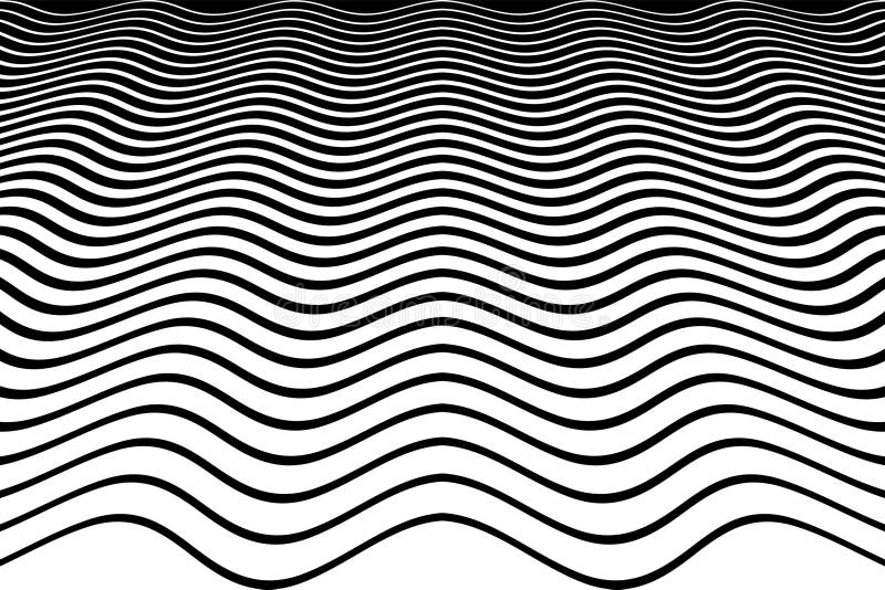 Wavy Lines Halftone Pattern in Diminishing Perspective View. Black and ...