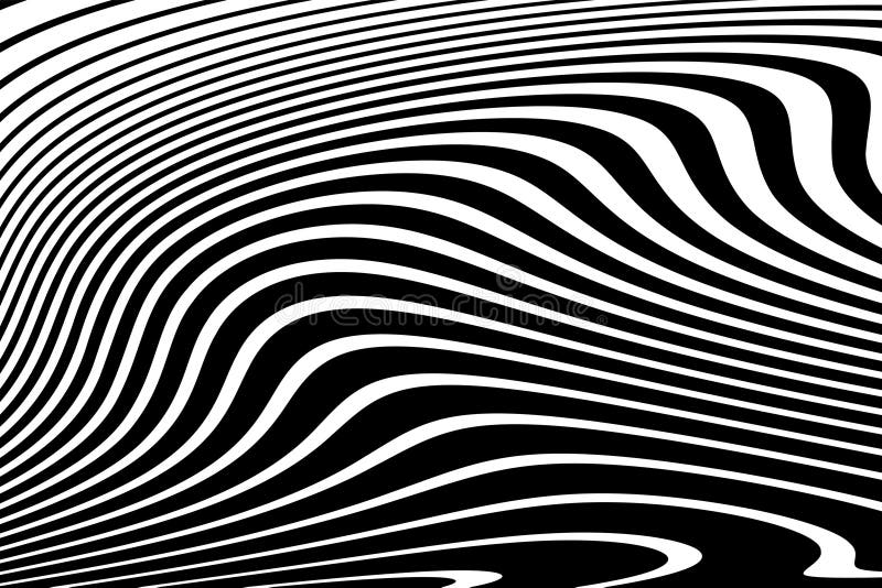 Wavy Lines Op Art Halftone Pattern. Black and White Texture Stock ...