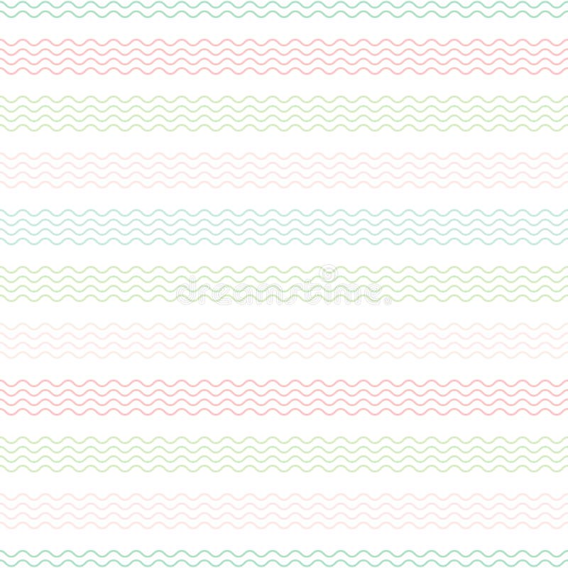 Wavy Lines. Seamless Texture with Pastel Color Waves on White ...