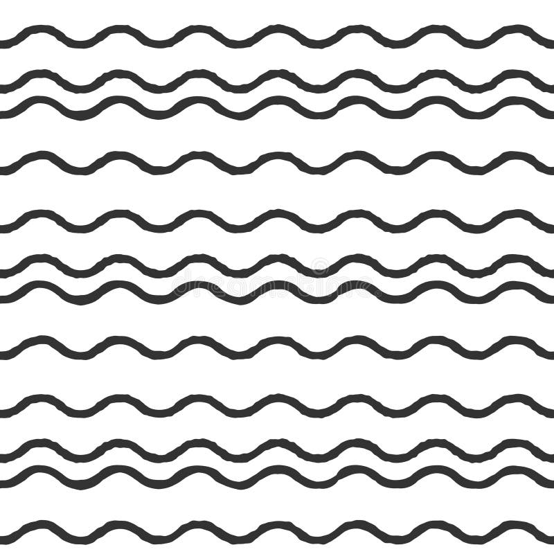 Wavy Lines. Seamless Texture with White Rolling Lines on Black ...