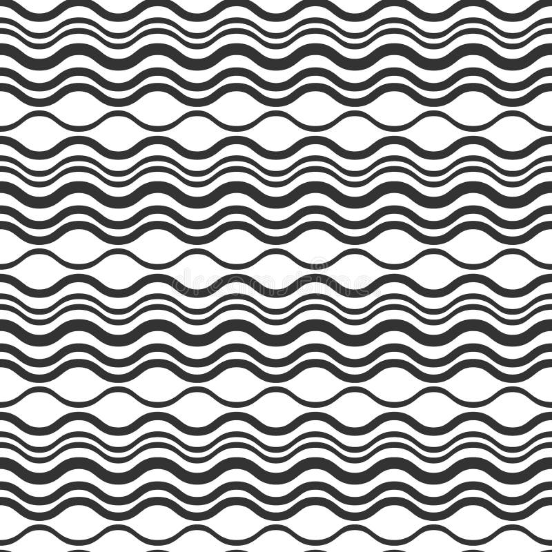 Wavy Lines. Seamless Texture with White Rolling Lines on Black ...