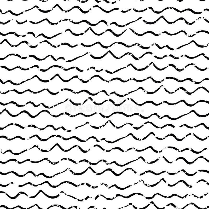 Wavy Lines Seamless Vector Pattern Background. Irregular Doodle Style ...