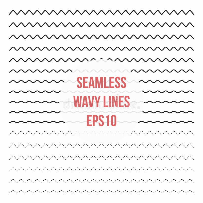 Wavy Lines Set. Horizontal Seamless Thin Zig Zag, Criss Cross and Wavy ...