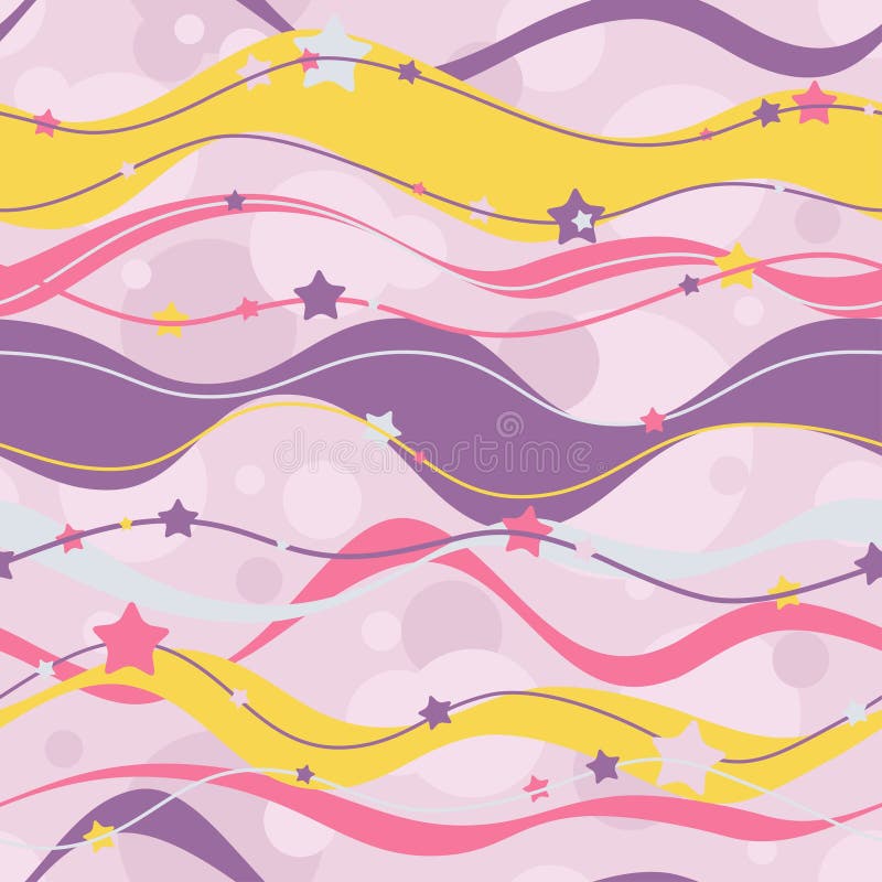 Wavy Lines with Stars. Seamless Vector Pattern Stock Vector ...