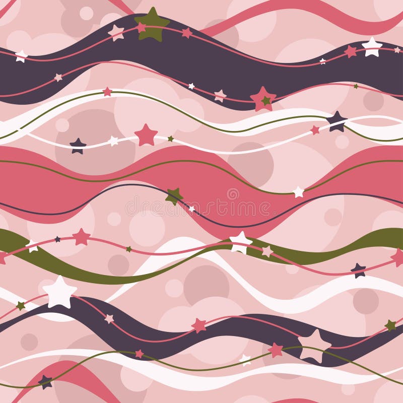 Wavy Lines with Stars. Seamless Vector Pattern Stock Vector ...