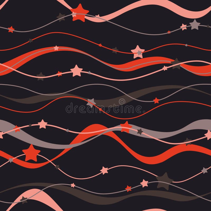 Wavy Lines with Stars. Seamless Vector Pattern Stock Vector ...