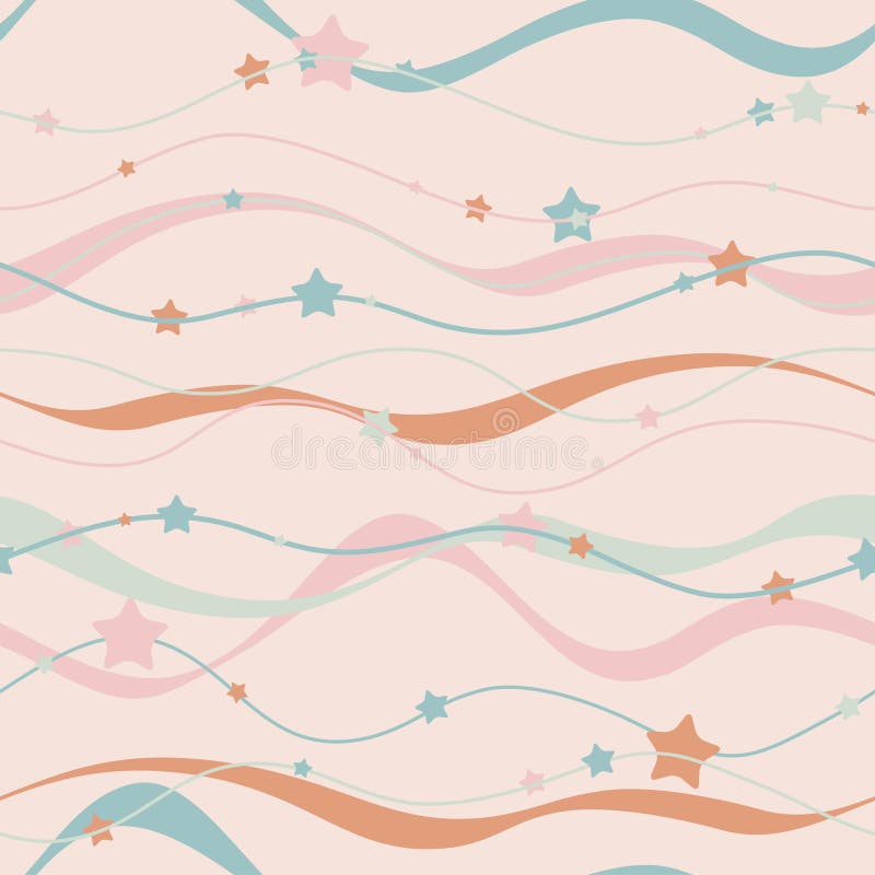 Wavy Lines with Stars. Seamless Vector Pattern Stock Vector ...