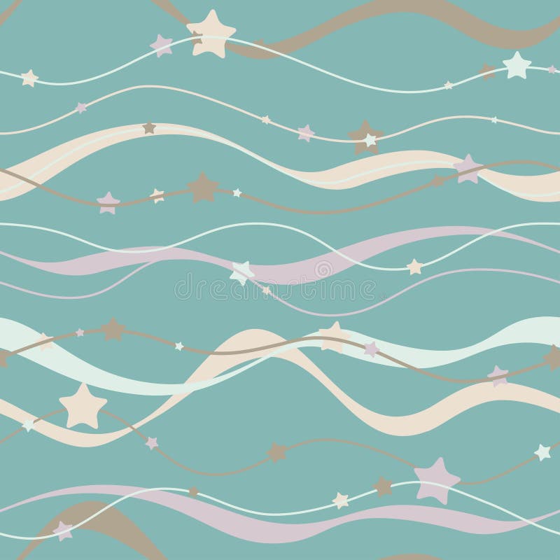 Wavy Lines with Stars. Seamless Vector Pattern Stock Vector ...