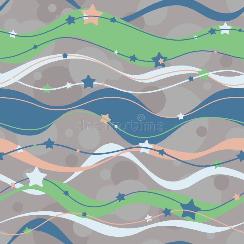 Wavy Lines with Stars. Seamless Vector Pattern Stock Vector ...
