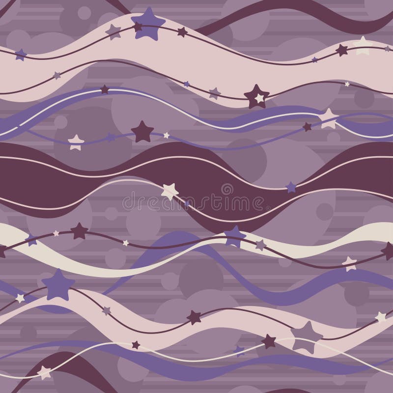 Wavy Lines with Stars. Seamless Vector Pattern Stock Vector ...