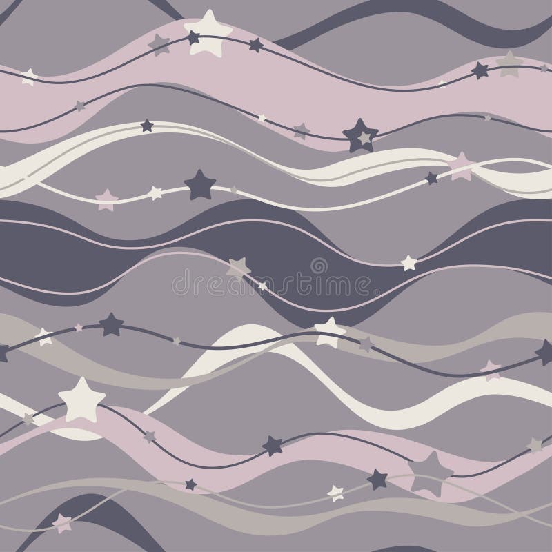Wavy Lines with Stars. Seamless Vector Pattern Stock Vector ...