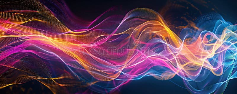 Wavy Lines in Various Vibrant Colors and Abstract Elements Form Network ...