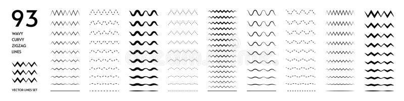 Wavy Lines. Zigzag Squiggly Waves. Curvy Wiggle or Ripple Graphic ...