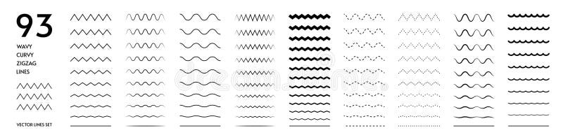 Wavy Lines. Zigzag Squiggly Waves. Curvy Wiggle or Ripple Graphic ...