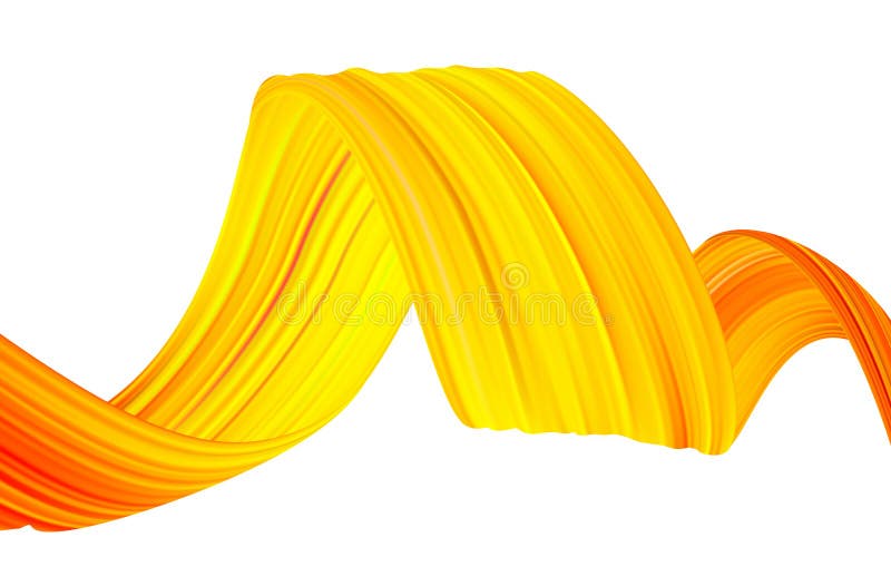 Wavy Liquid Shape. Modern Flow Poster Background with Yellow Brush ...